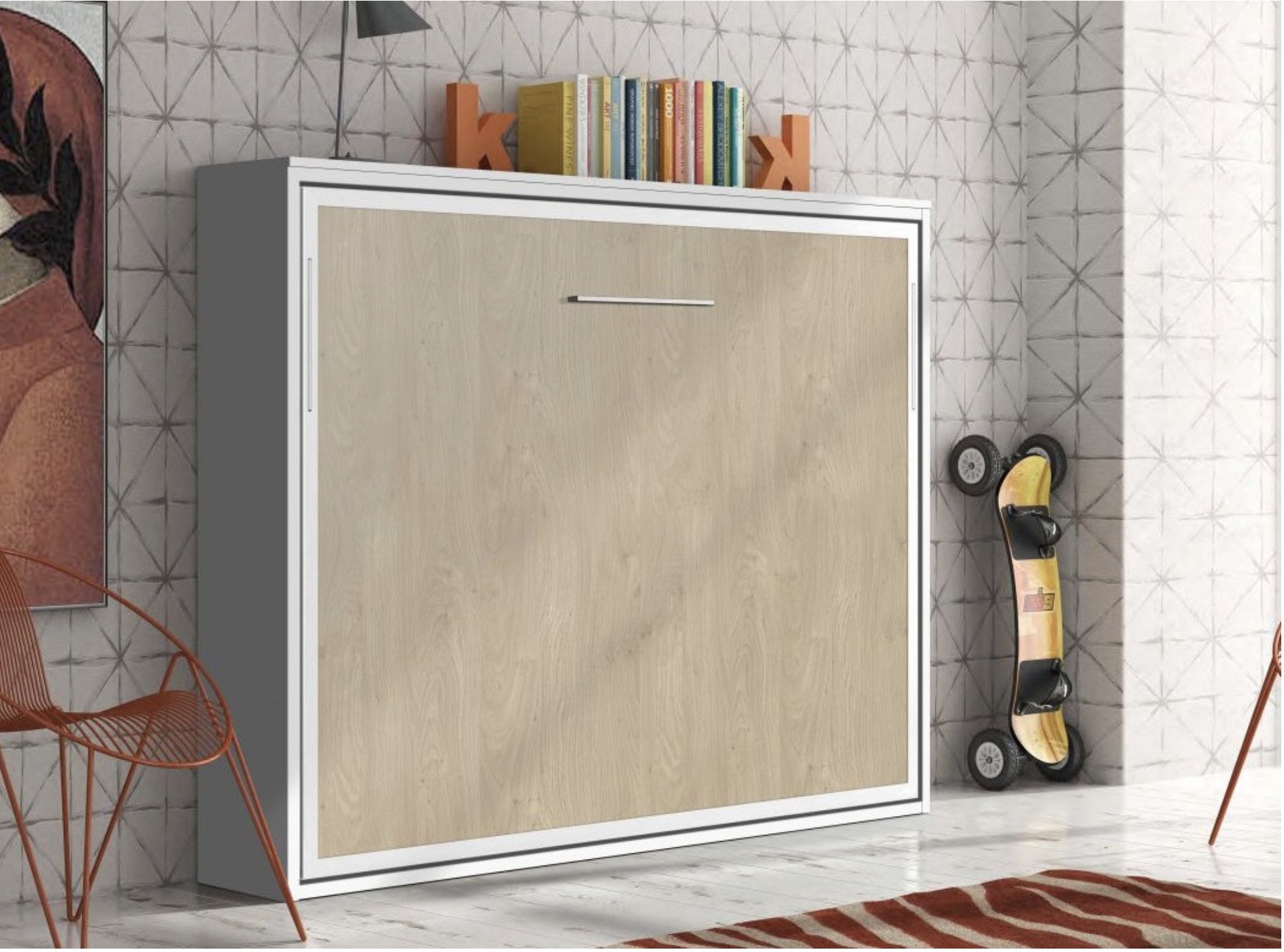 Cama Murphy horizontal 90x190 cm Valeria - Patas sincronizadas-Con ...