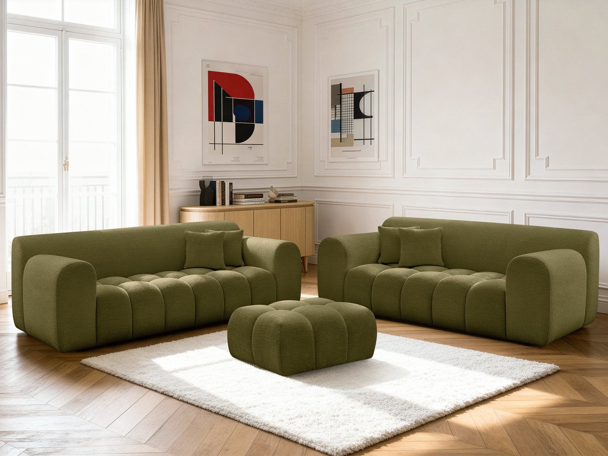 BOBOCHIC Ensemble canapé droit fixe 3 + 2 places MELISSE tissu texturé ...