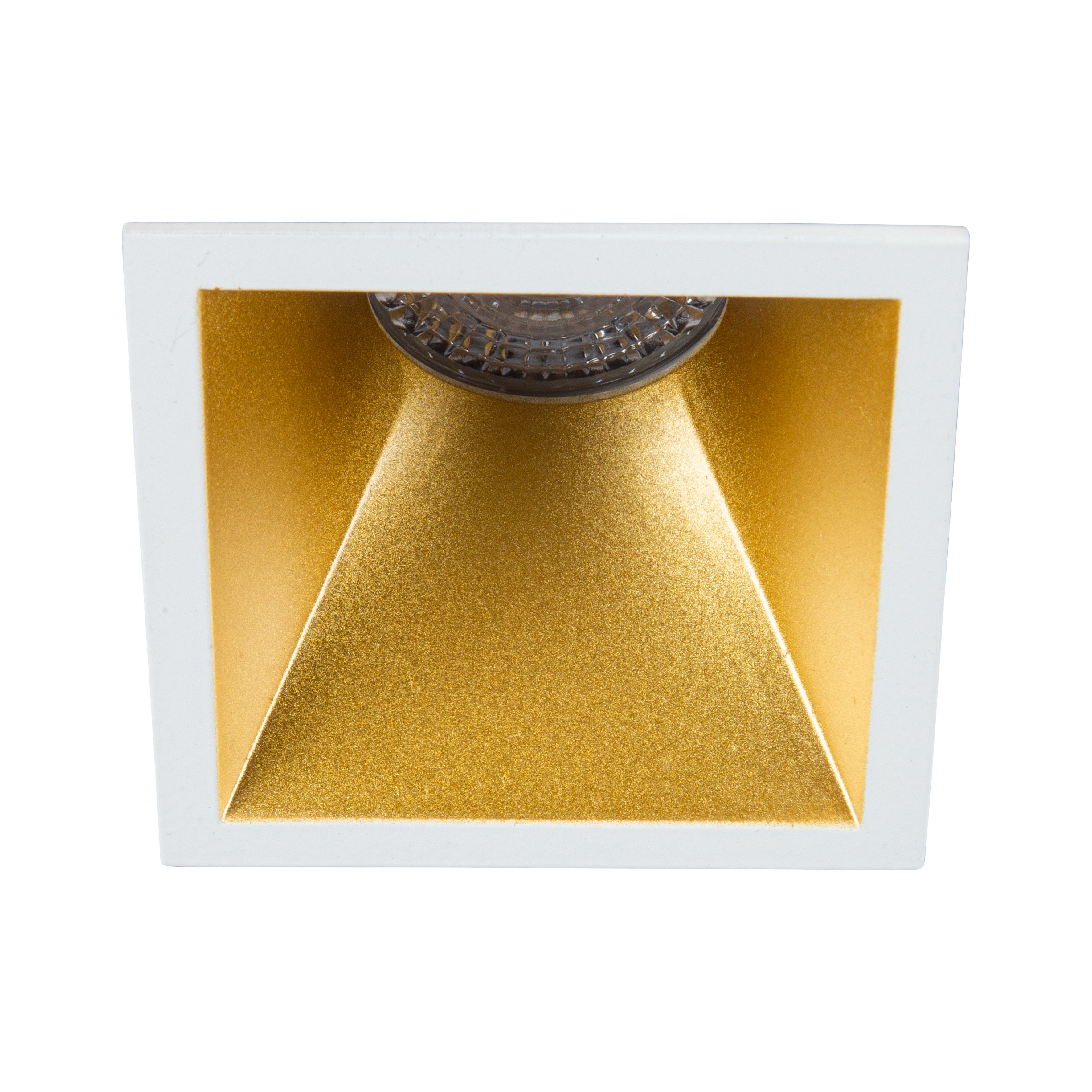 Spot DECO+ ASYM GU10 carré fixe, blanc mat/doré IP20 - EUROPOLE - 28912 ...
