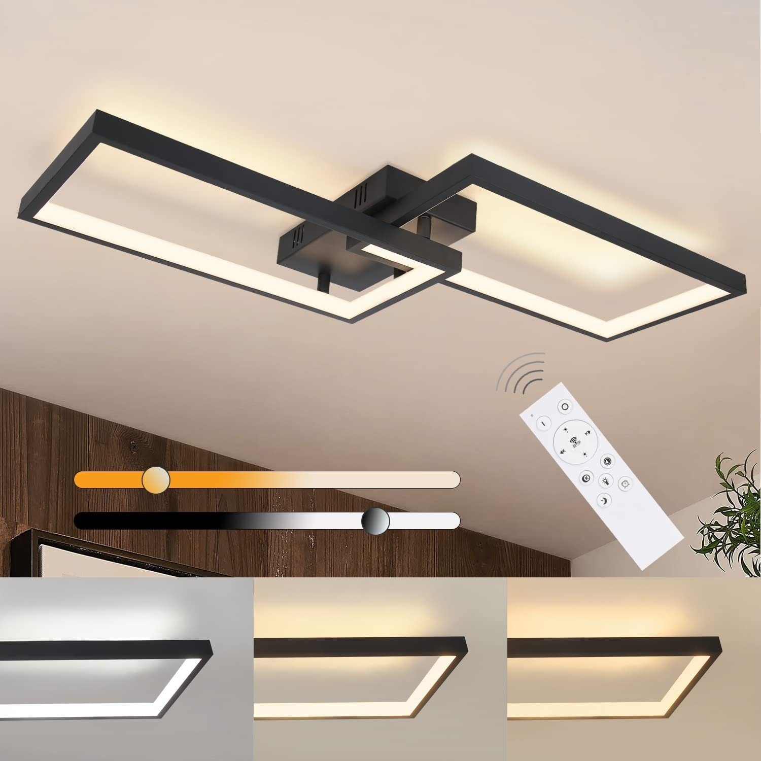 ZMH LED Plafoniera Soggiorno Moderna Plafoniera Dimmerabile Con ...