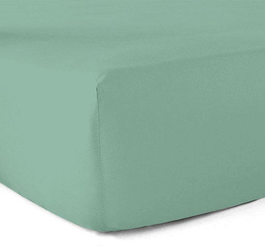 Drap-housse 100% coton 57 Fils Vert tilleul 180 x 200 cm - Bonnet 30 cm ...