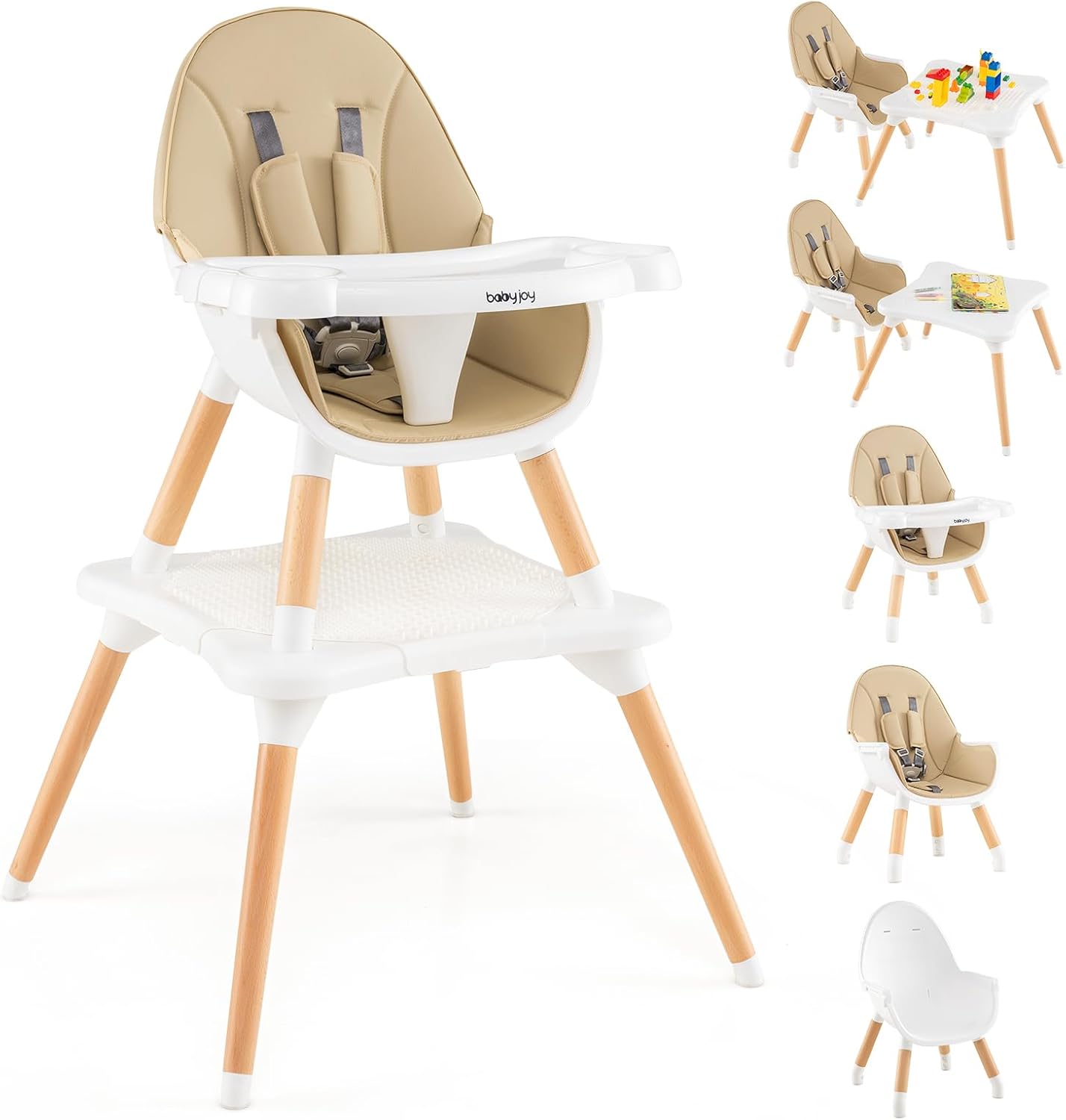 6-en-1 Chaise Haute Bébé, Chaise Haute Evolutive avec Plateau Amovible ...