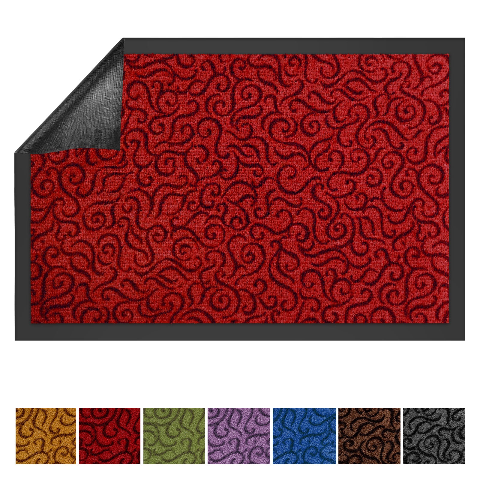 KARAT >Tapis de Porte Paillasson d'entrée Brasil Rouge foncé 90 x 150 ...