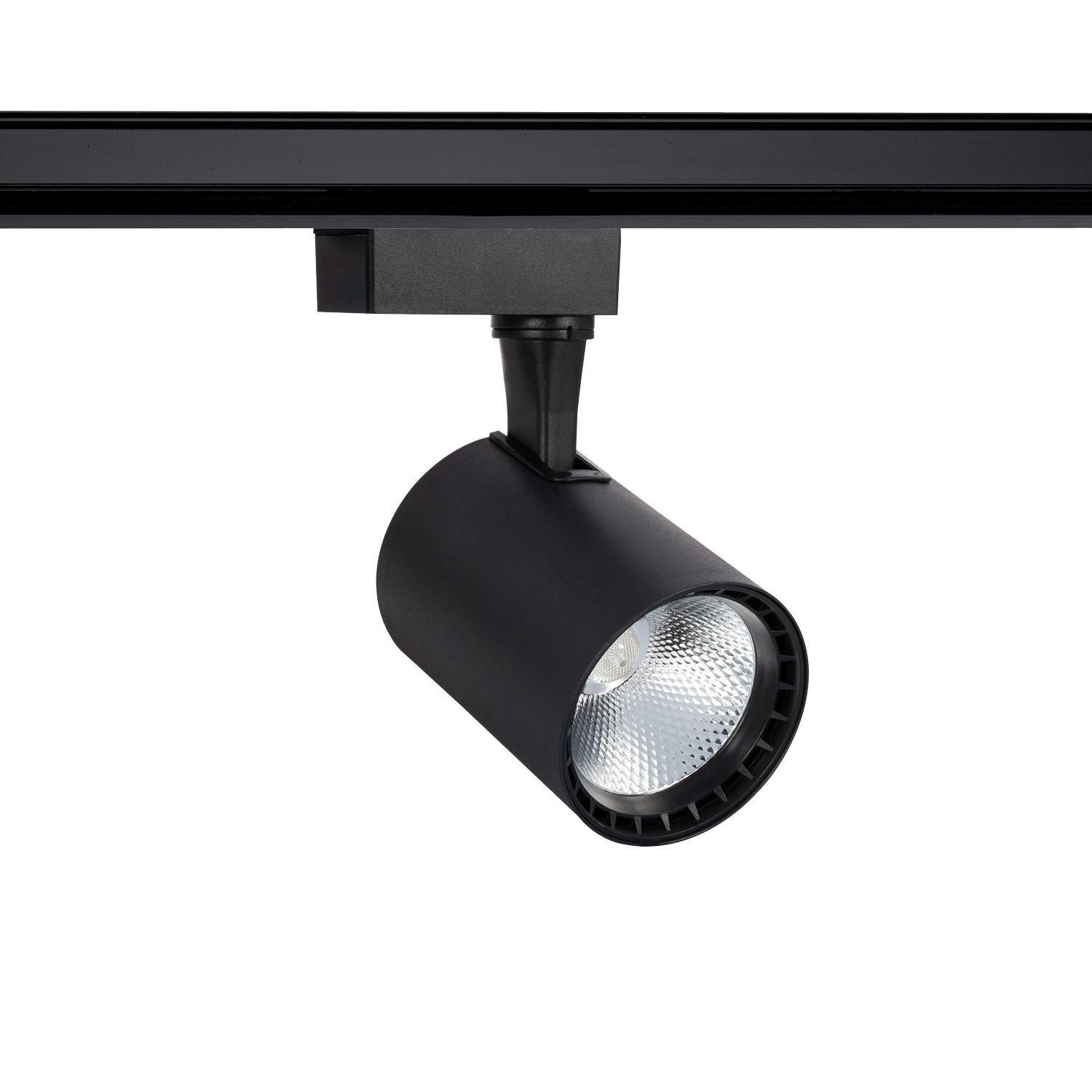 Spot LED sur Rail Monophasé 20W Bron Noir | 4000K Blanc neutre | PC ...