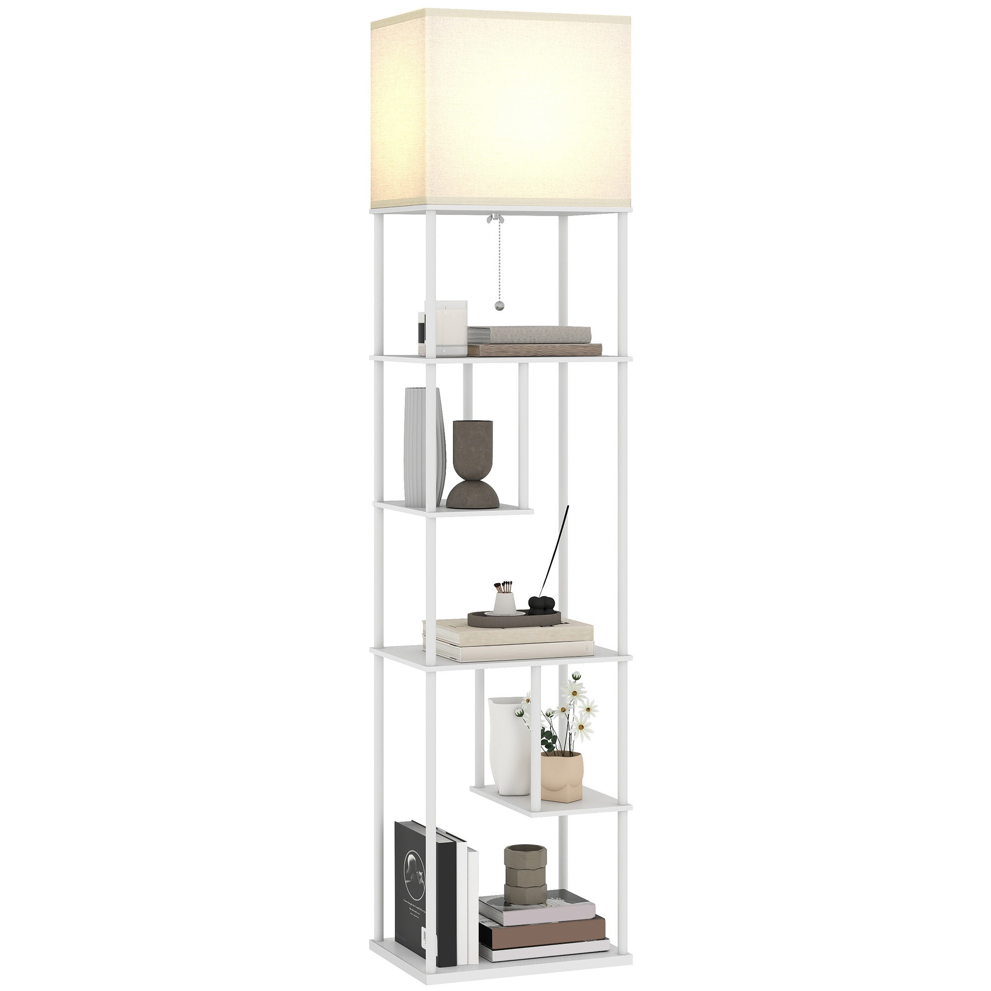 Lámpara de Pie con Estantes Temperaturas de Color Ajustable 3000K-6500K ...