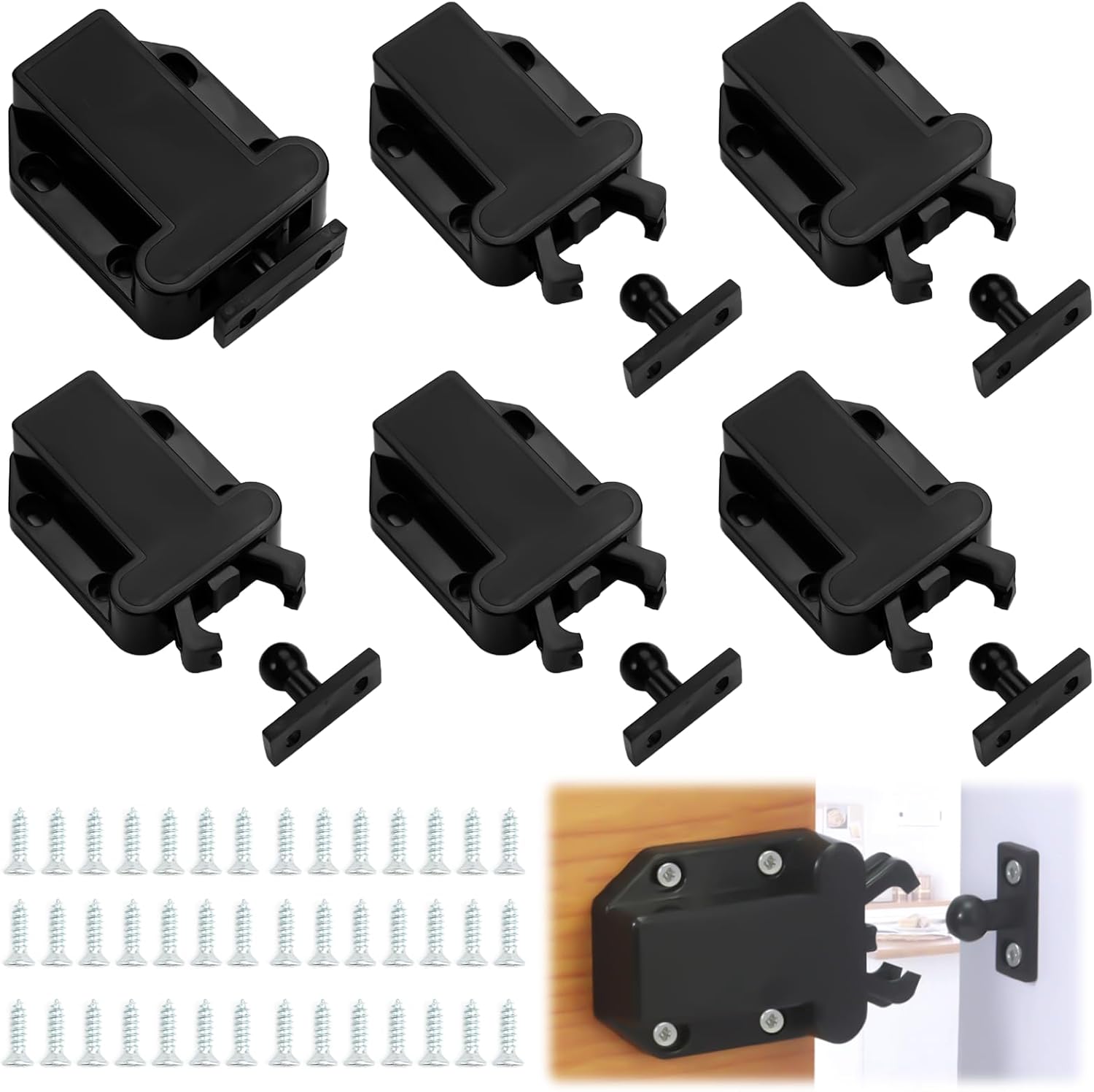 6 Pièces Loqueteau Pousse Lache, Push to Open avec 36 Vis, Loquet À ...