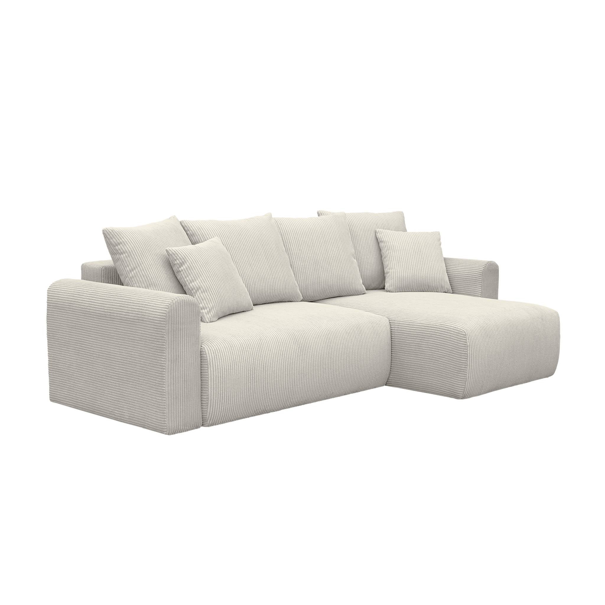 Sofá cama esquinero convertible de pana fina de 3 plazas Gris beige ...