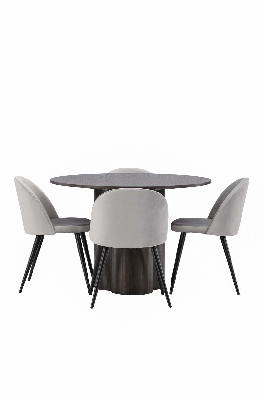 Olivia ensemble pour salle à manger table mocca et 4 Velvet chaises gris. | Leroy Merlin