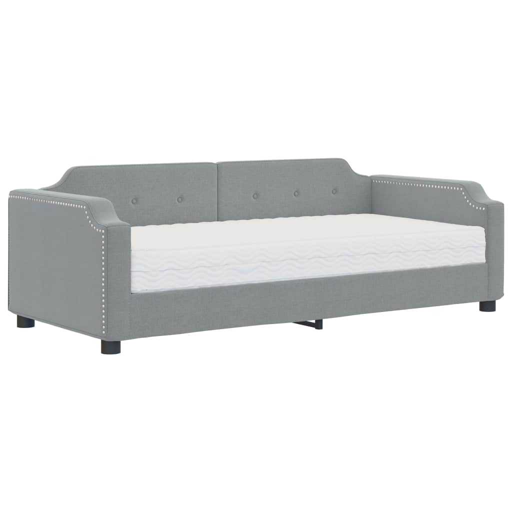 Lit simple | Lit adulte | Lit de jour avec matelas gris clair 90x190 cm ...
