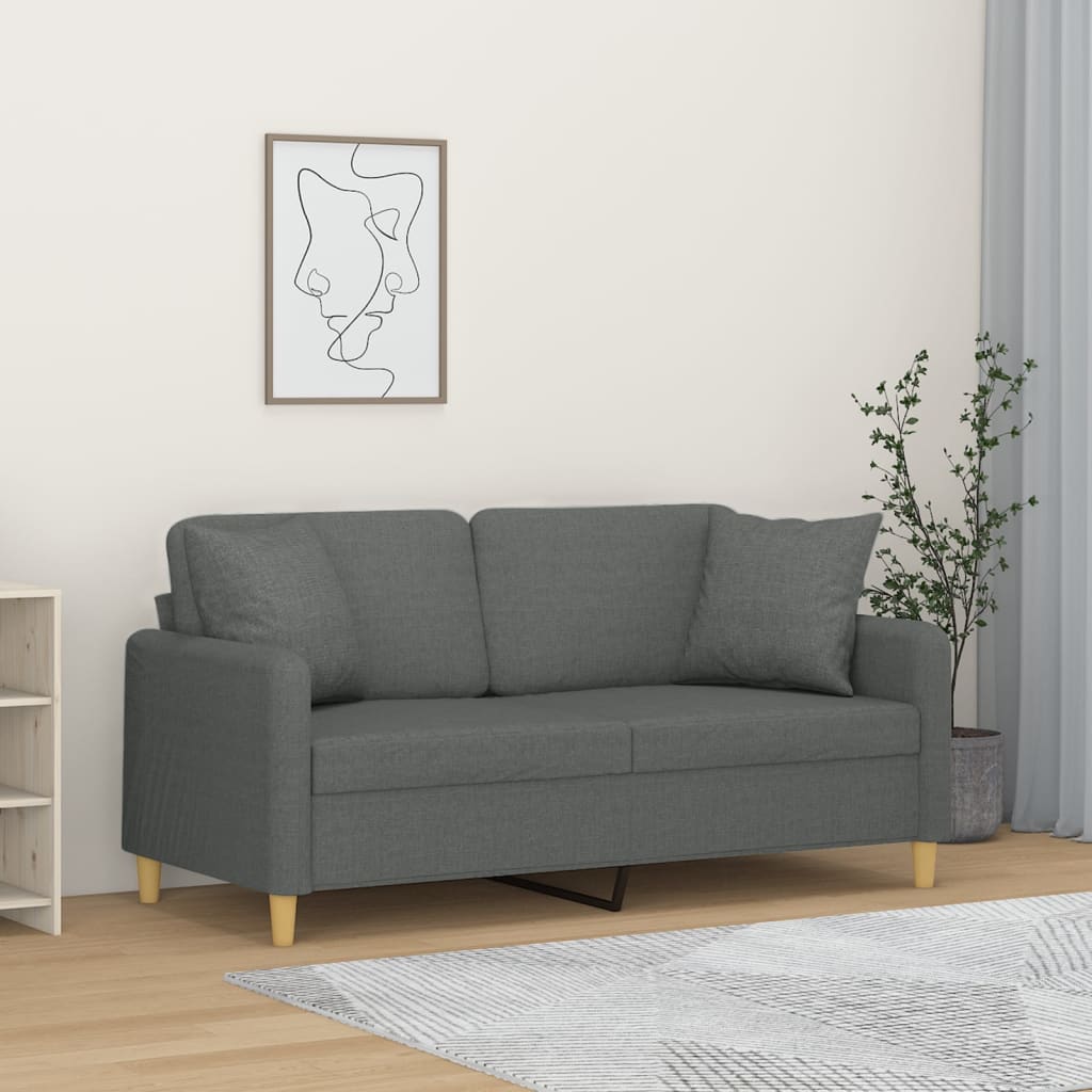 Canapé 2 places avec oreillers gris foncé 140 cm tissu | Leroy Merlin