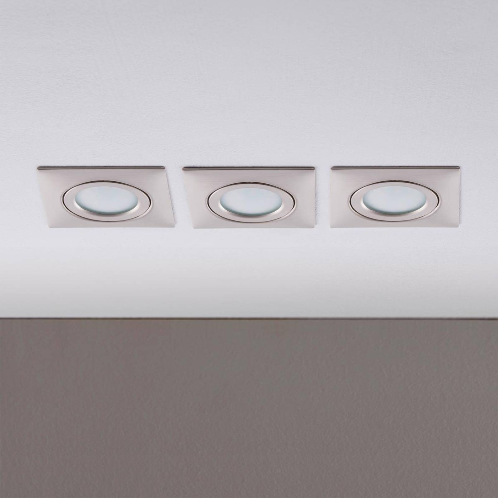 Lindby Spot encastrable LED Andrej, angulaire, nickel, set de 3 pièces ...