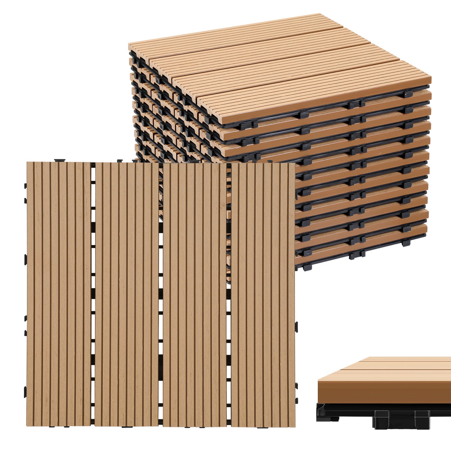 55x Dalles de terrasse en WPC pour balcon et jardin installation sans ...