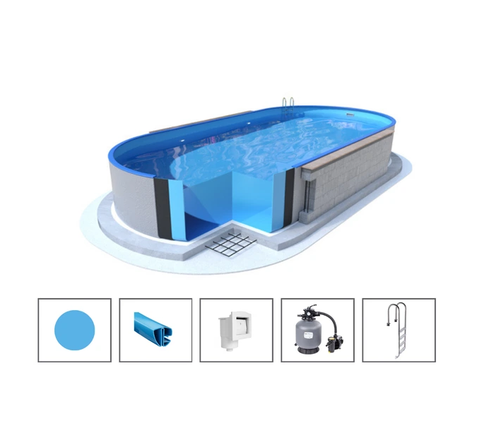 Piscine enterrée ovale Ibiza 4,16x10x1,50m kit complet avec filtre à ...
