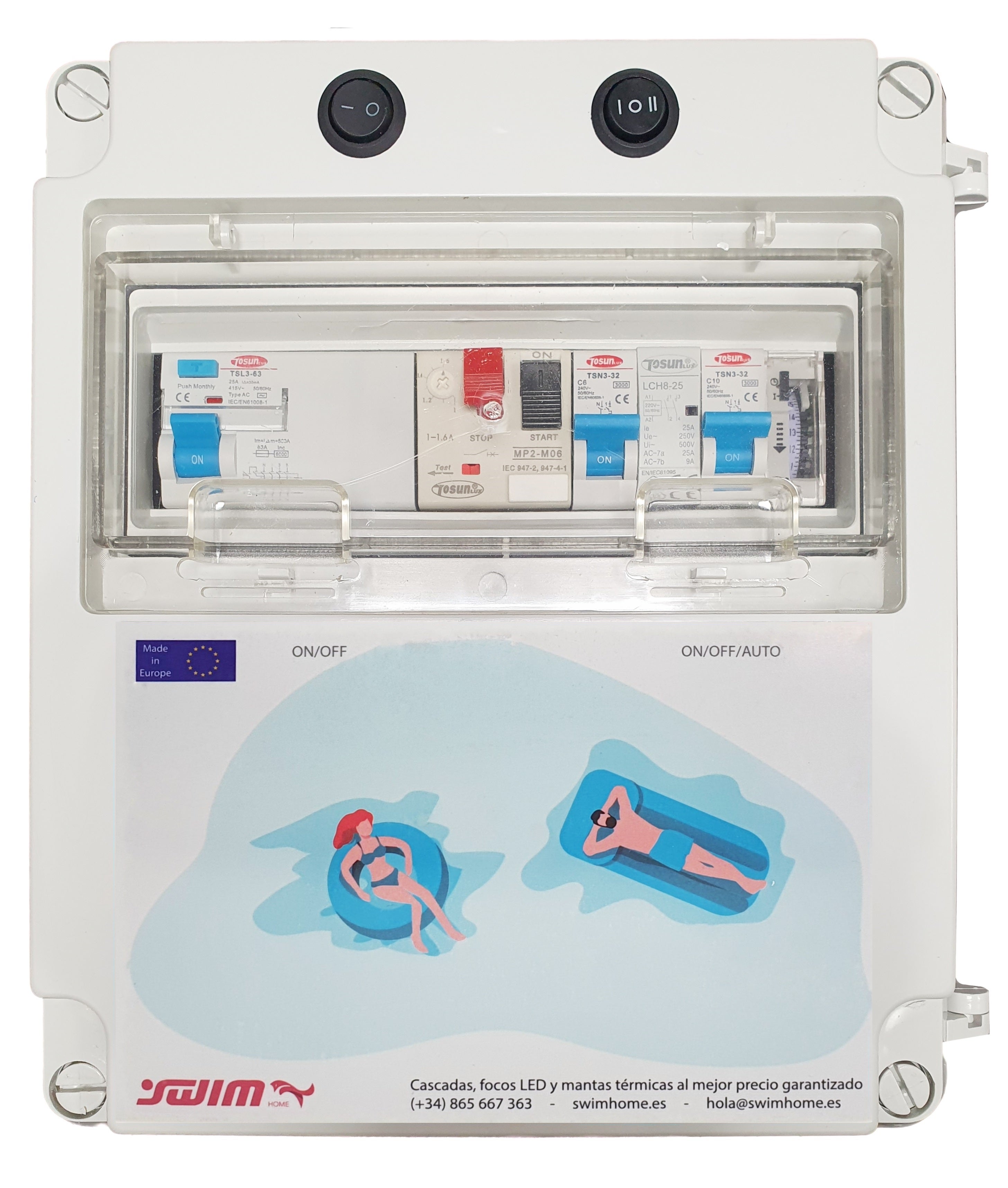 Tosun Cuadro Eléctrico Trifásico para Piscina Bomba hasta 2 CV con ...