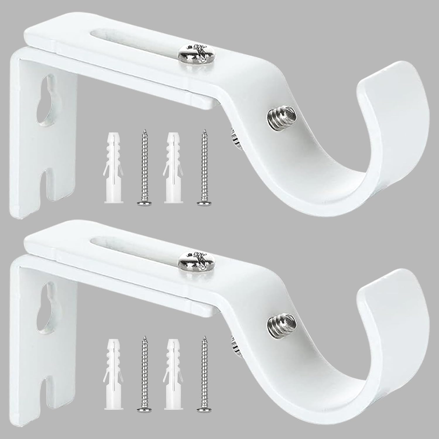 2 Pcs Blanc Support de Tringle à Rideau Réglable, Supports Murale ...