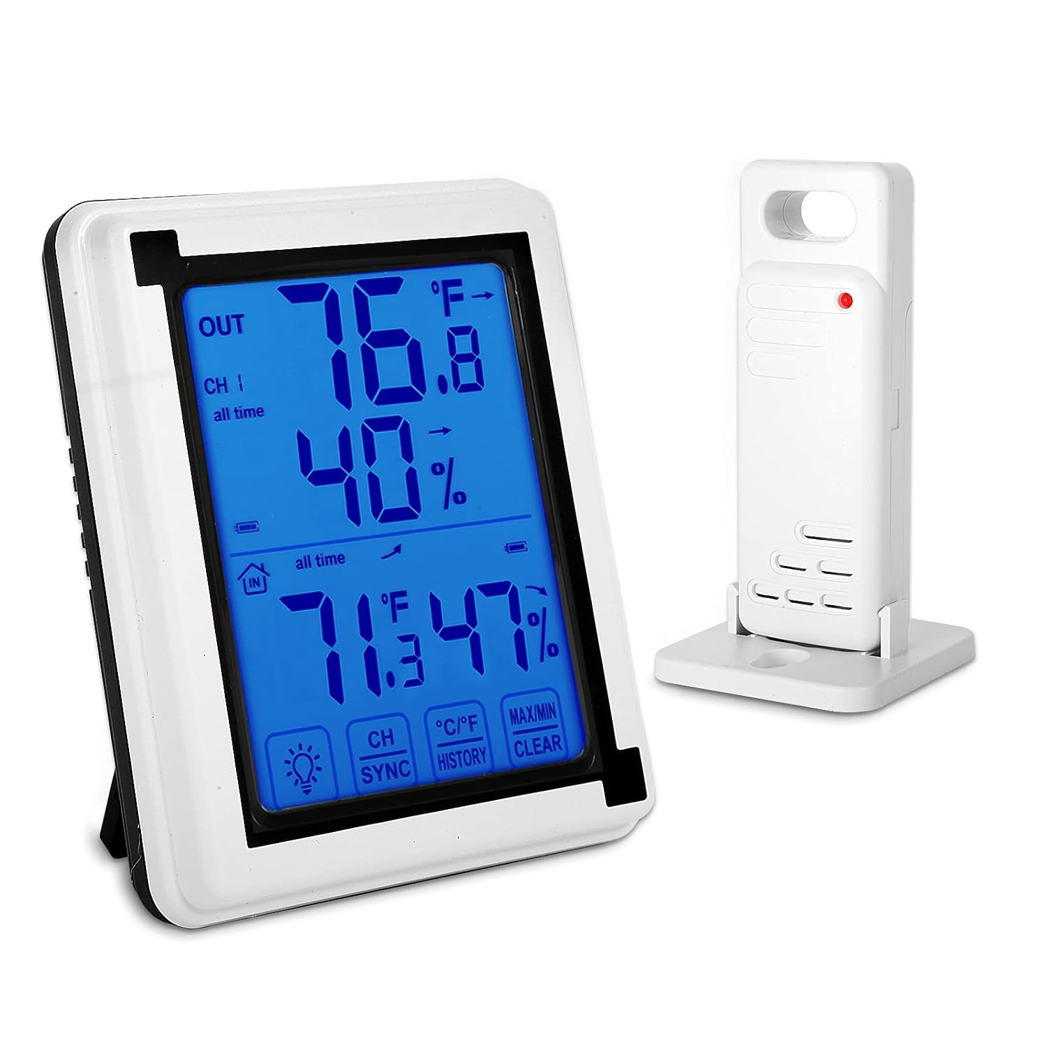 Thermomètre et hygromètre sans fil pour intérieur et extérieur, avec ...