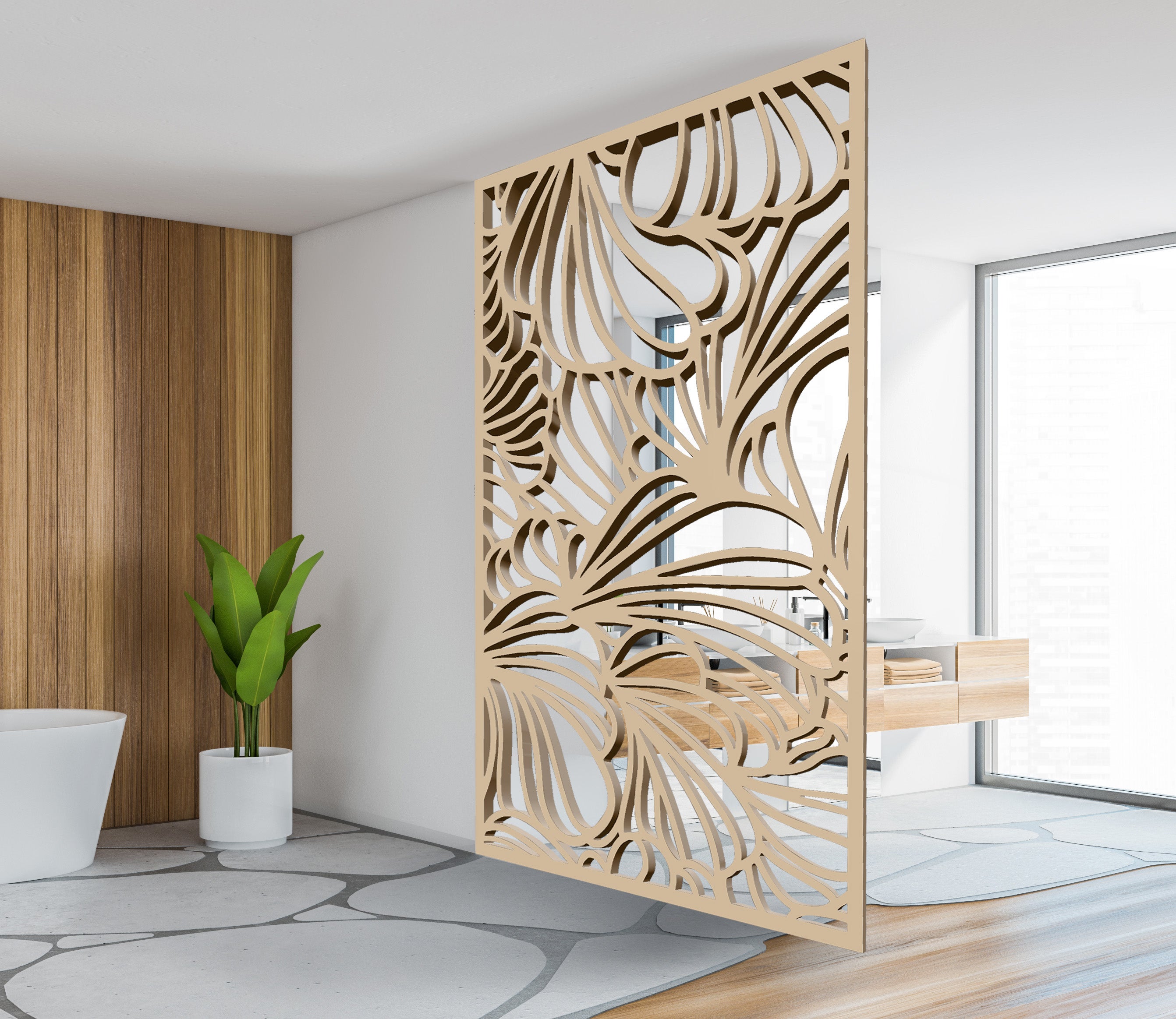 Cloison de séparation bois AMBIANCE MDF claustra L.80xH.250xE.1.9cm ...
