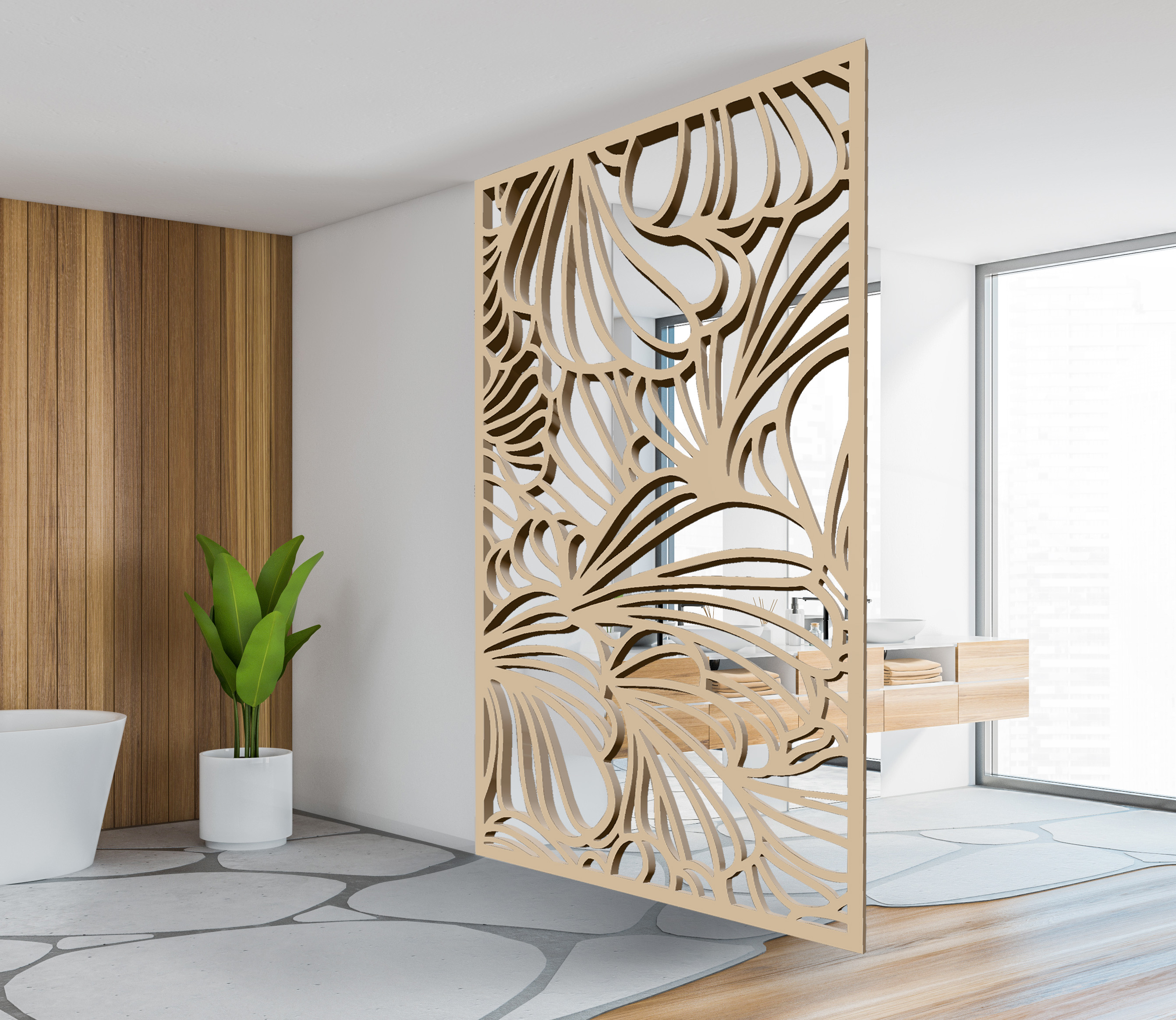 CLOISON DE SEPARATION BOIS TYPE Claustra décorative AMBIANCE MDF L.90 x ...