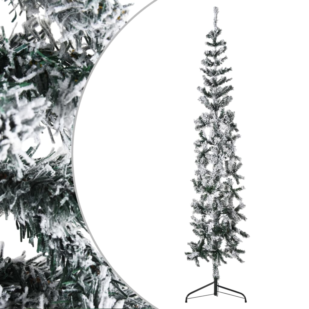 Demi sapin de No?l artificiel mince avec neige floquée 240 cm | Leroy Merlin
