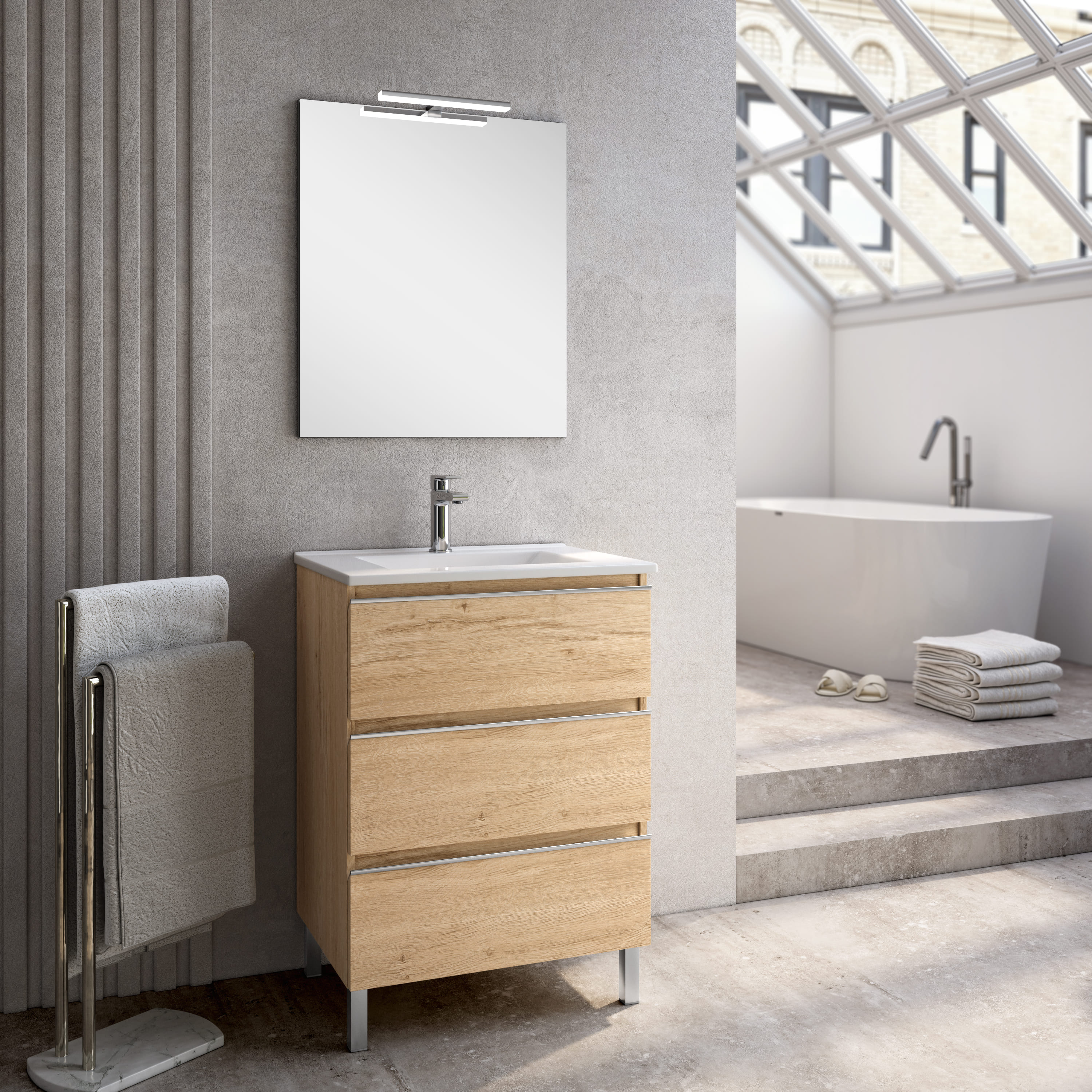 Mueble de baño ROMA 3 Cajones Bambú 60x45 cm - EGORE | Leroy Merlin