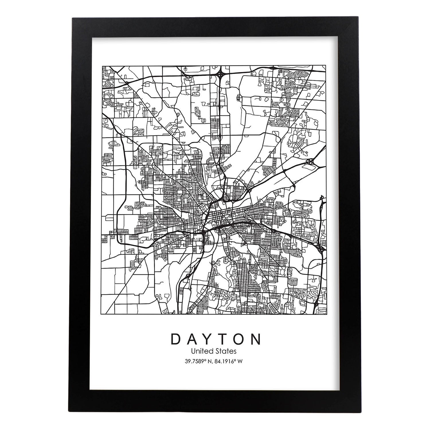 Poster Con Mapa De Dayton. Lámina De Estados Unidos, Con Imágenes De ...