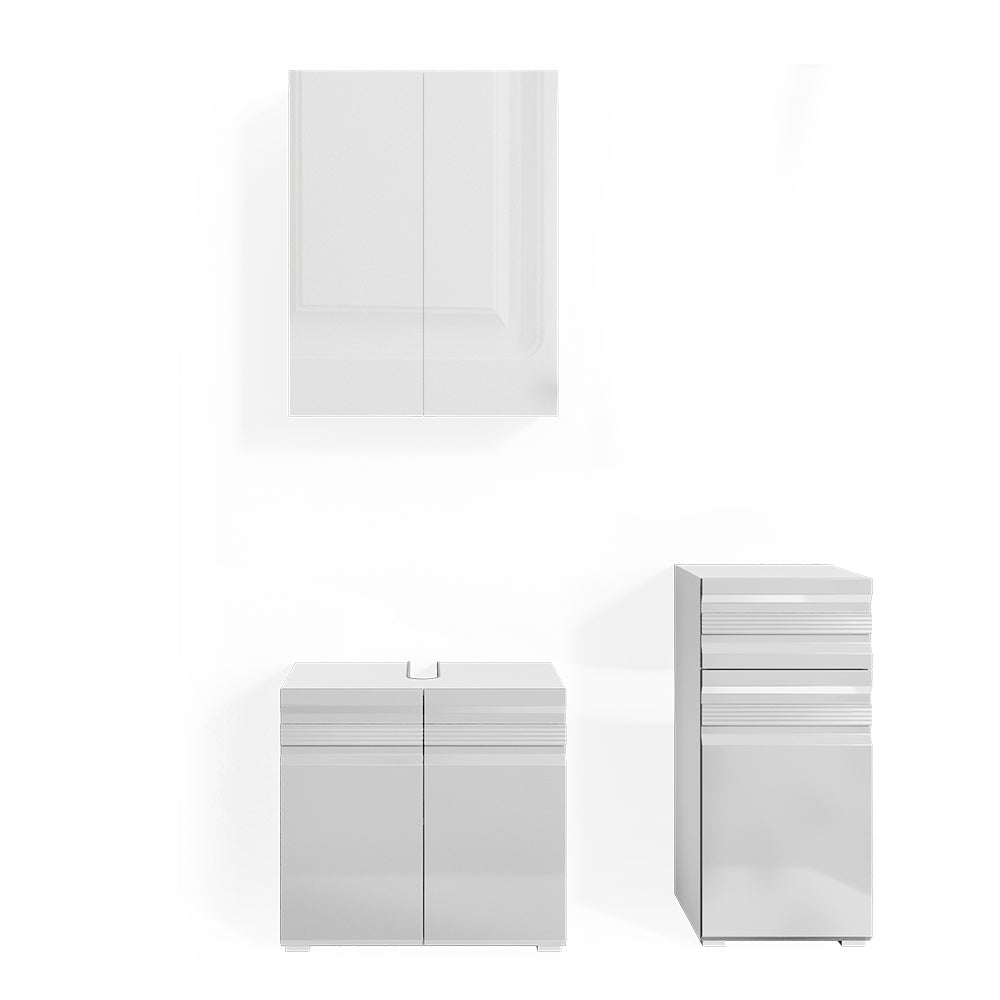 Vicco Meubles bain Fredd, Blanc Haute brillance, 3 parties | Leroy Merlin