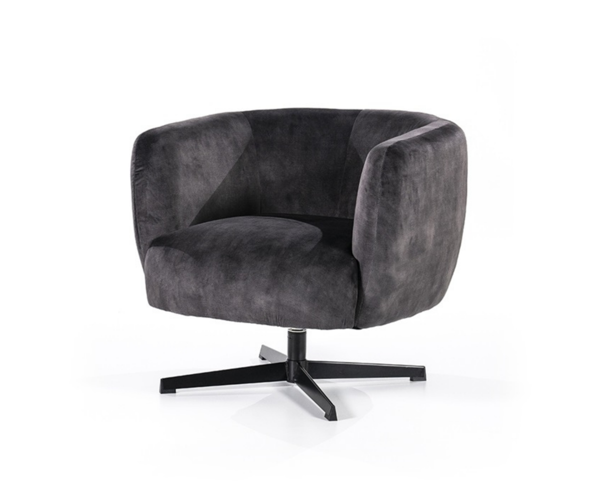Fauteuil pivotant rond en velours ROUBERT | Leroy Merlin