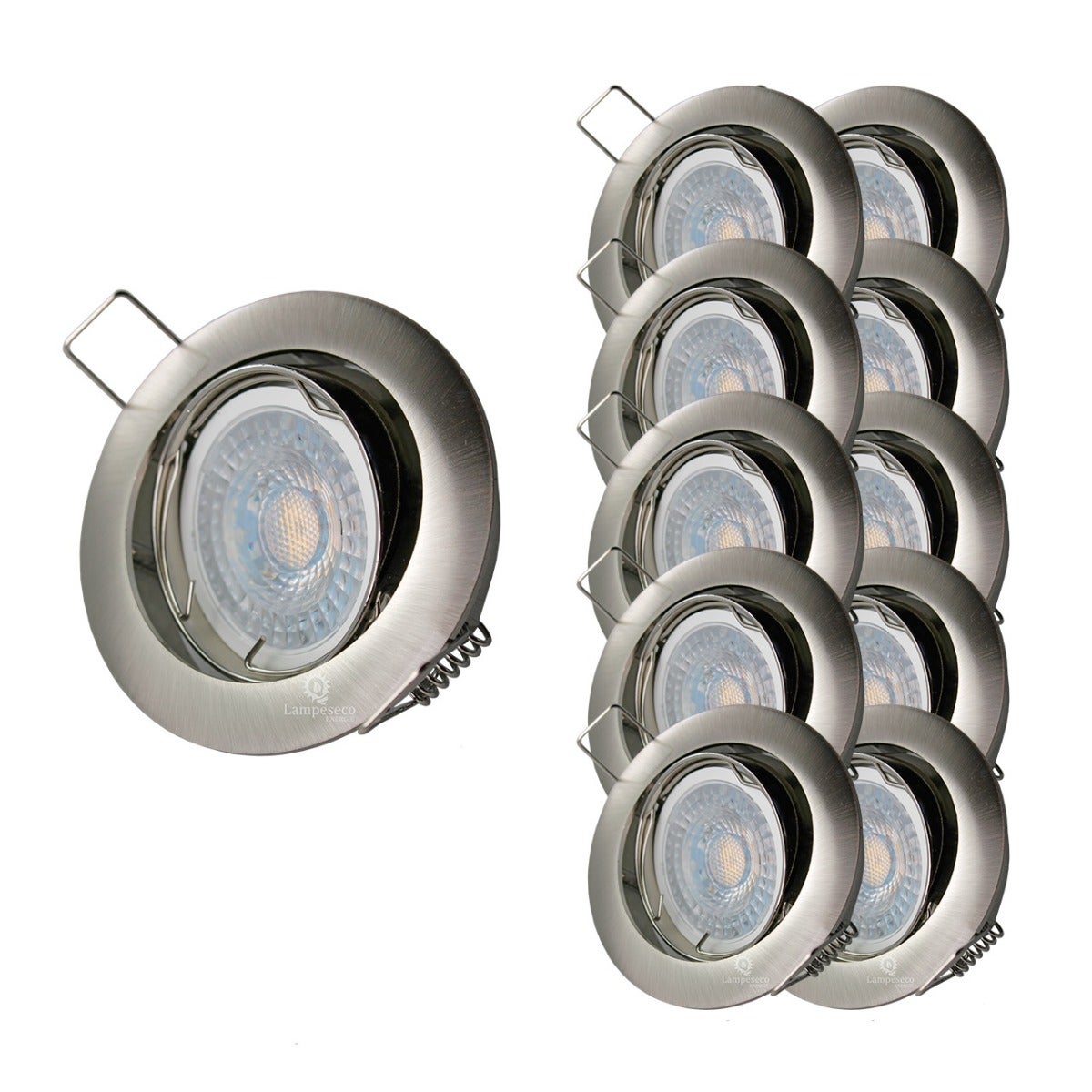 Lot de 10 Spot led orientable alu brossé 230v 7w 38° blanc chaud ...