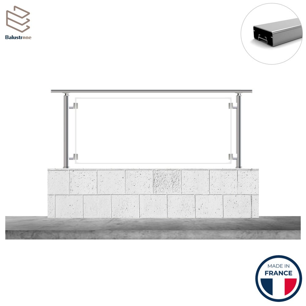 Garde-corps aluminium vitré sécurite 8 mm (44/2) sur muret, 1m pose à ...
