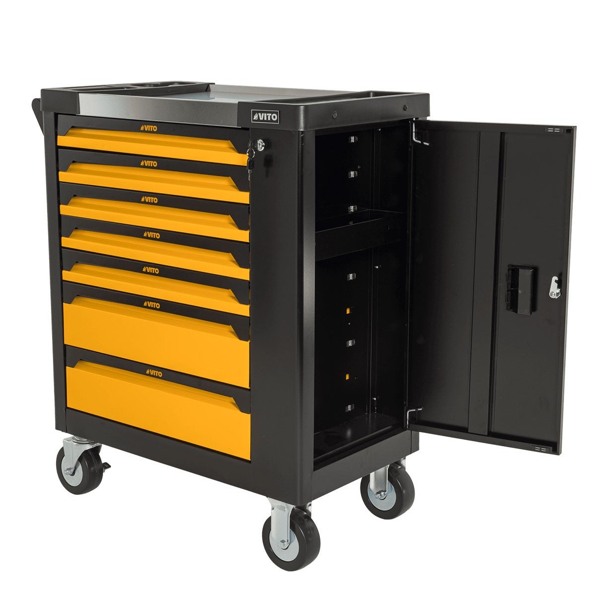 Carrello da officina 7 cassetti 221 pezzi Porta laterale 4 Ruote ...