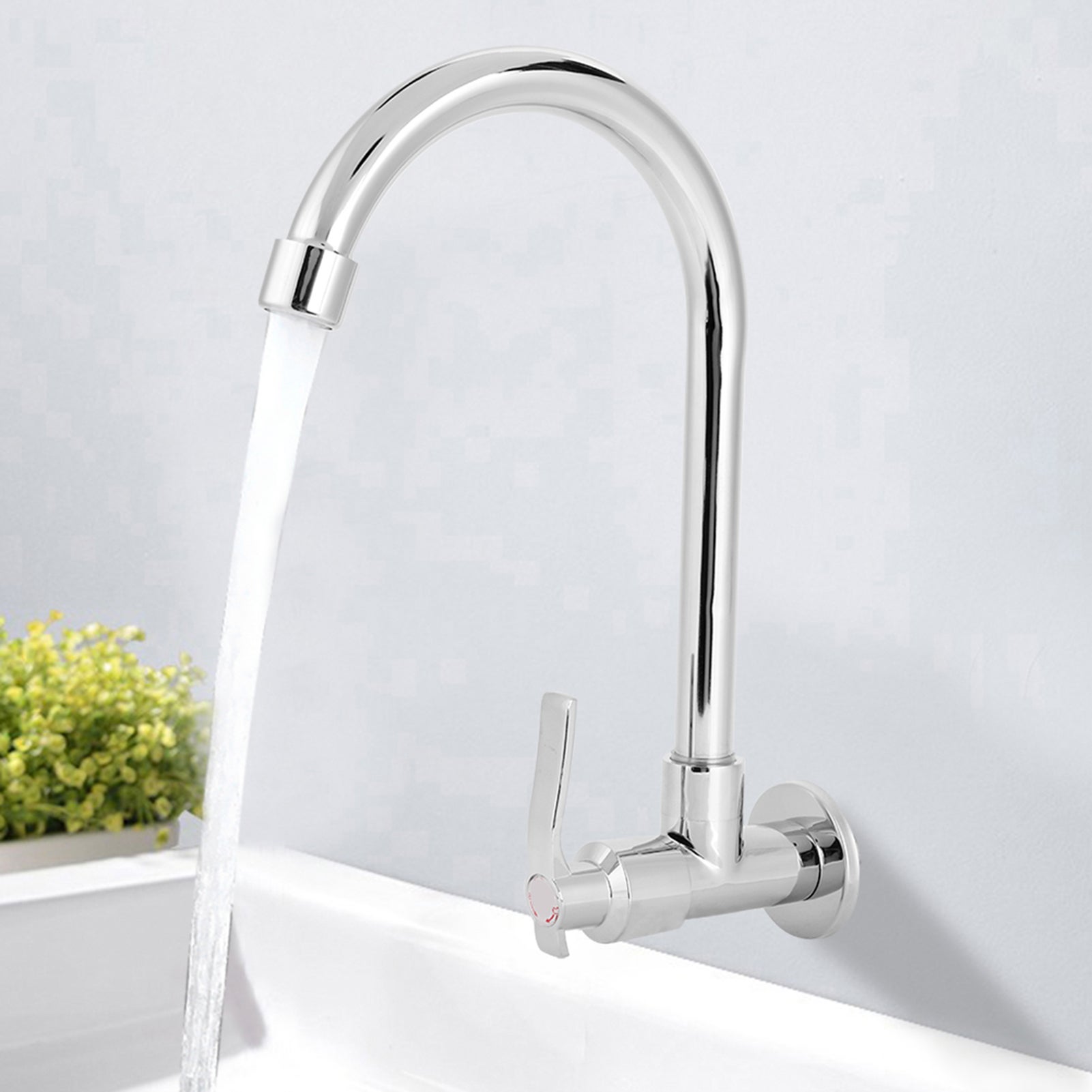 Robinet mural cuisine lavabo G1/2″ eau froide, 360° pivotant, corps ...