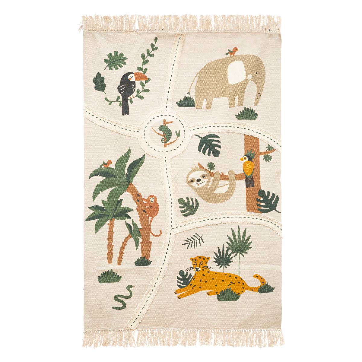 Tapis enfant "Jungle" - coton - L. 100 x P. 0 - 5 x H. 150 cm - 100x150 ...