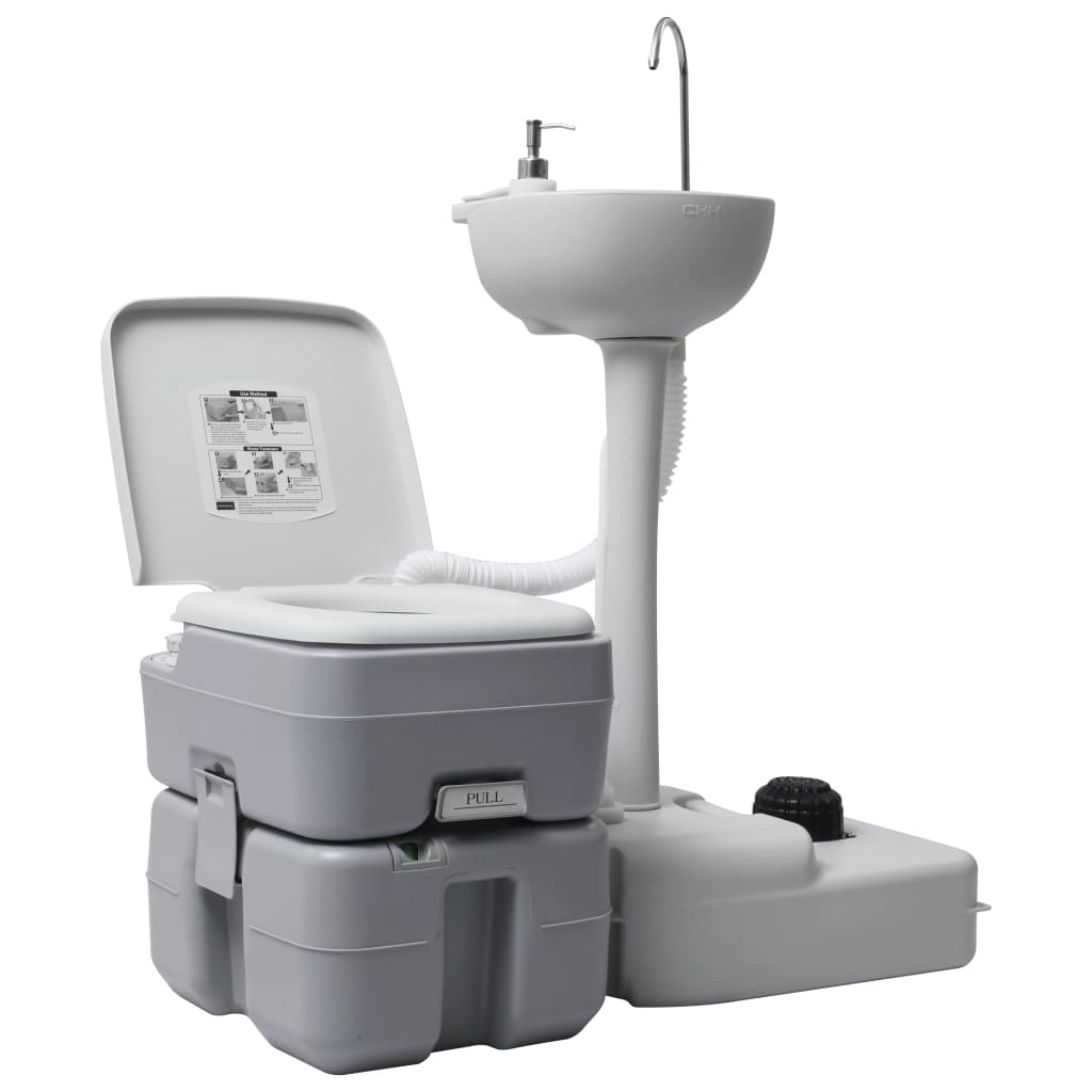 Maison Exclusive Toilette portable de camping et support à laver les ...