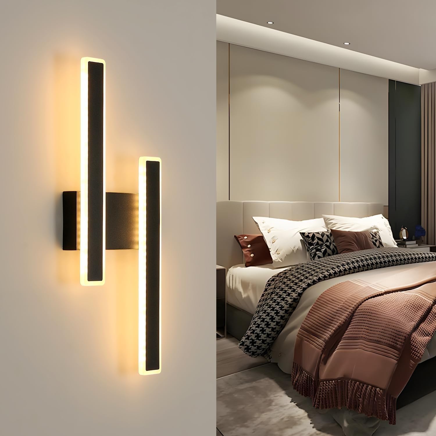 COMELY Lámpara de pared LED para interior, 32 W, 3600 lm, diseño ...
