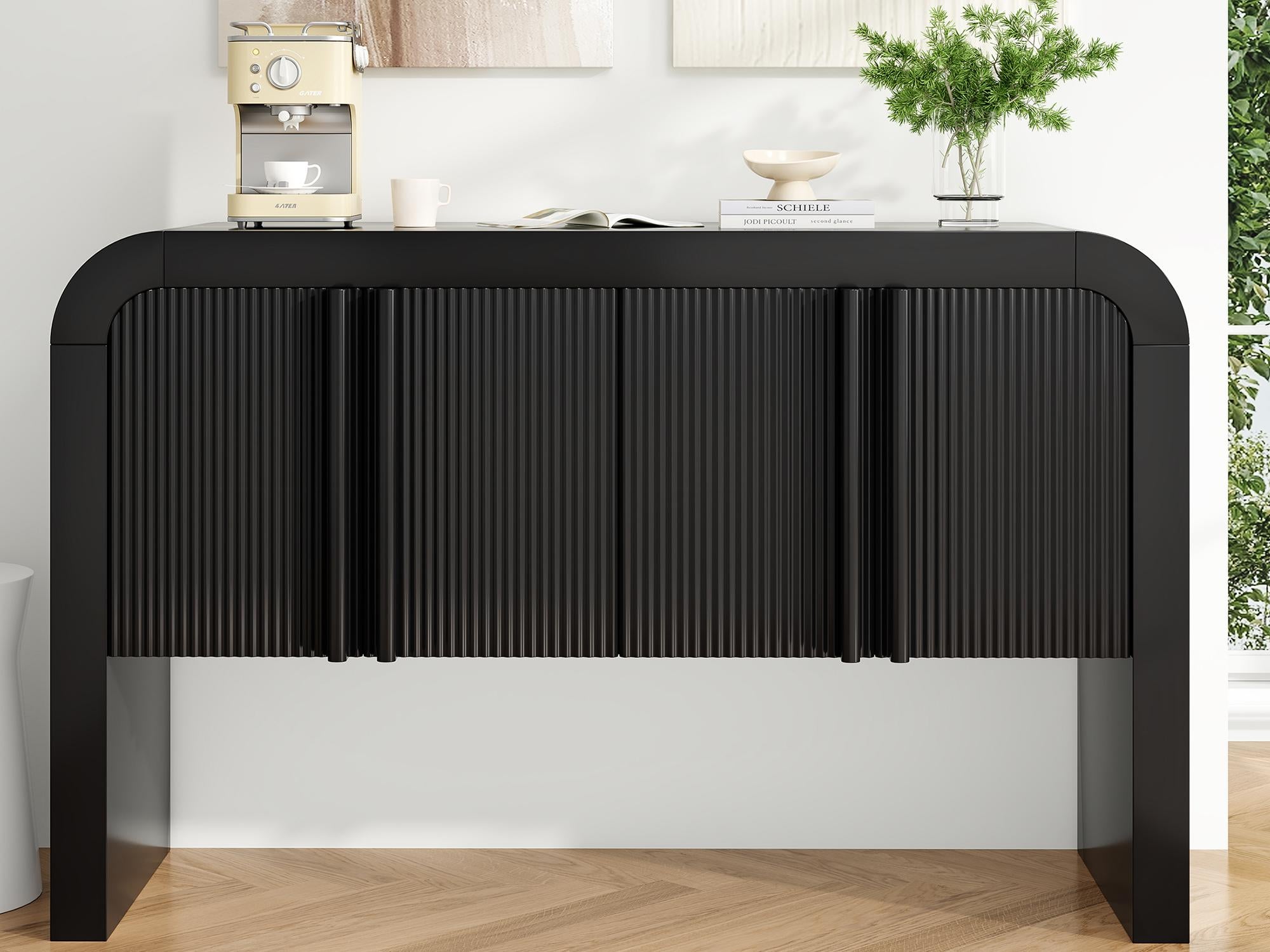 Buffet moderno – 4 puertas de diseño único – en MDF – Negro | Leroy Merlin