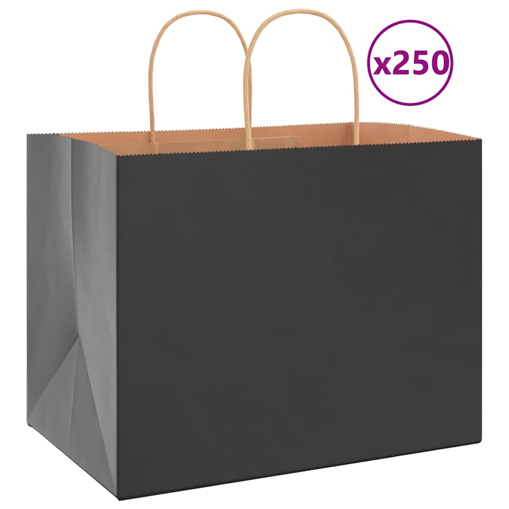 Sacs en papier kraft 250 pcs，Sacs kraft avec poignées noir 32x22x24 cm ...
