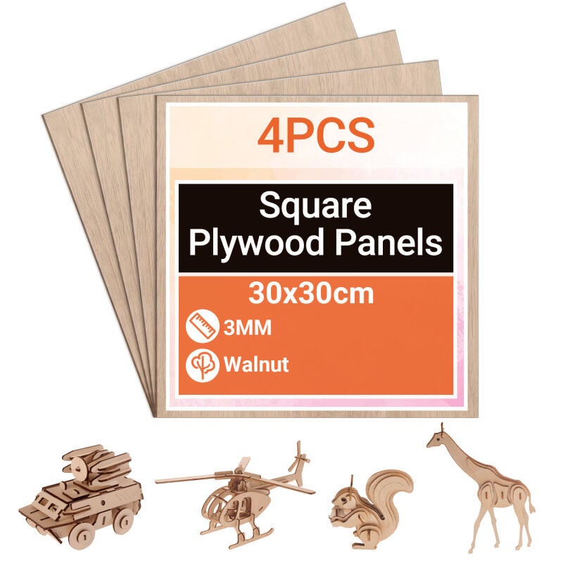 Contrachapado - Cuadrado - 8 paneles - 300 x 300 x 3 mm - Madera de ...