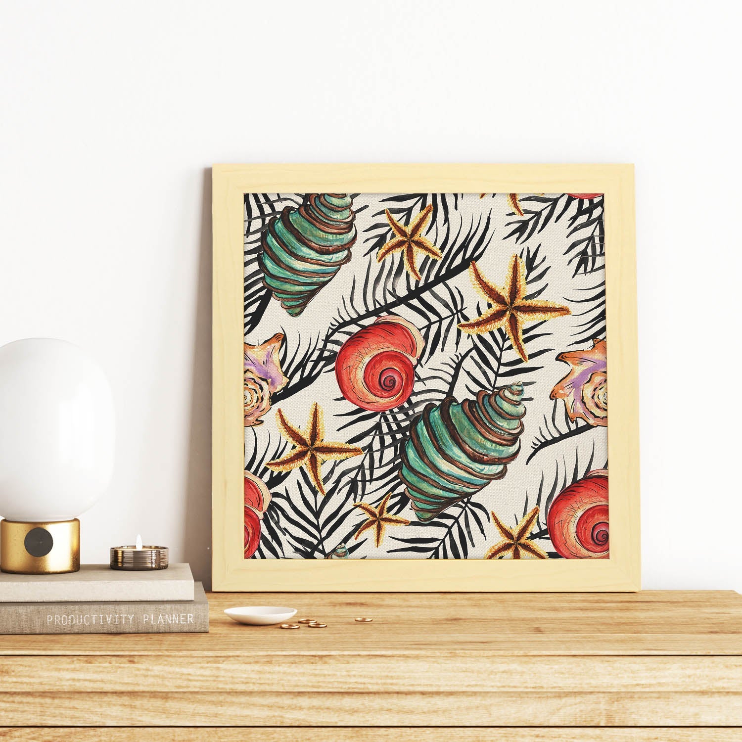 Poster Di Fiori E Natura. Foglio Quadrato Il Mare Mi Chiama, Illustrato ...