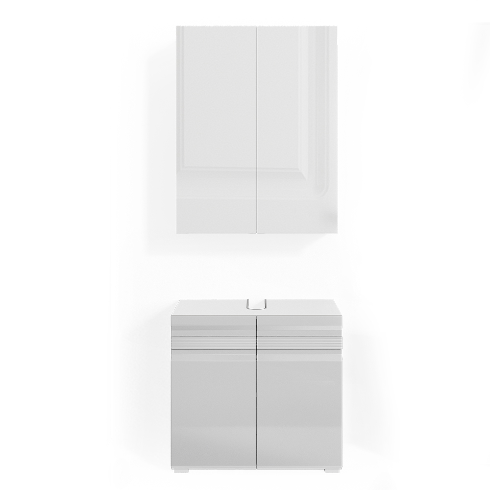 Vicco Meubles bain Fredd, Blanc Haute brillance, 2 parties | Leroy Merlin