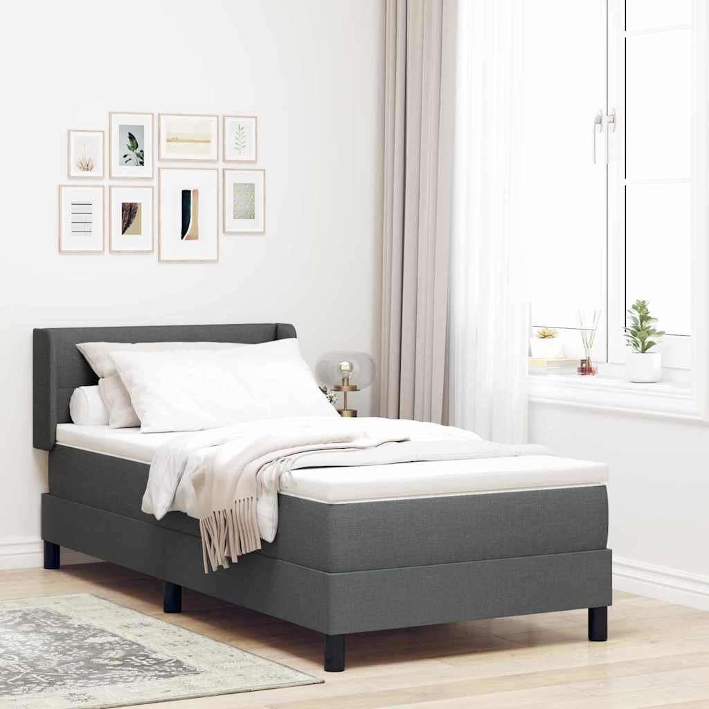Lit à ressorts avec matelas Gris foncé 200 x 90 cm Polyester | Leroy Merlin