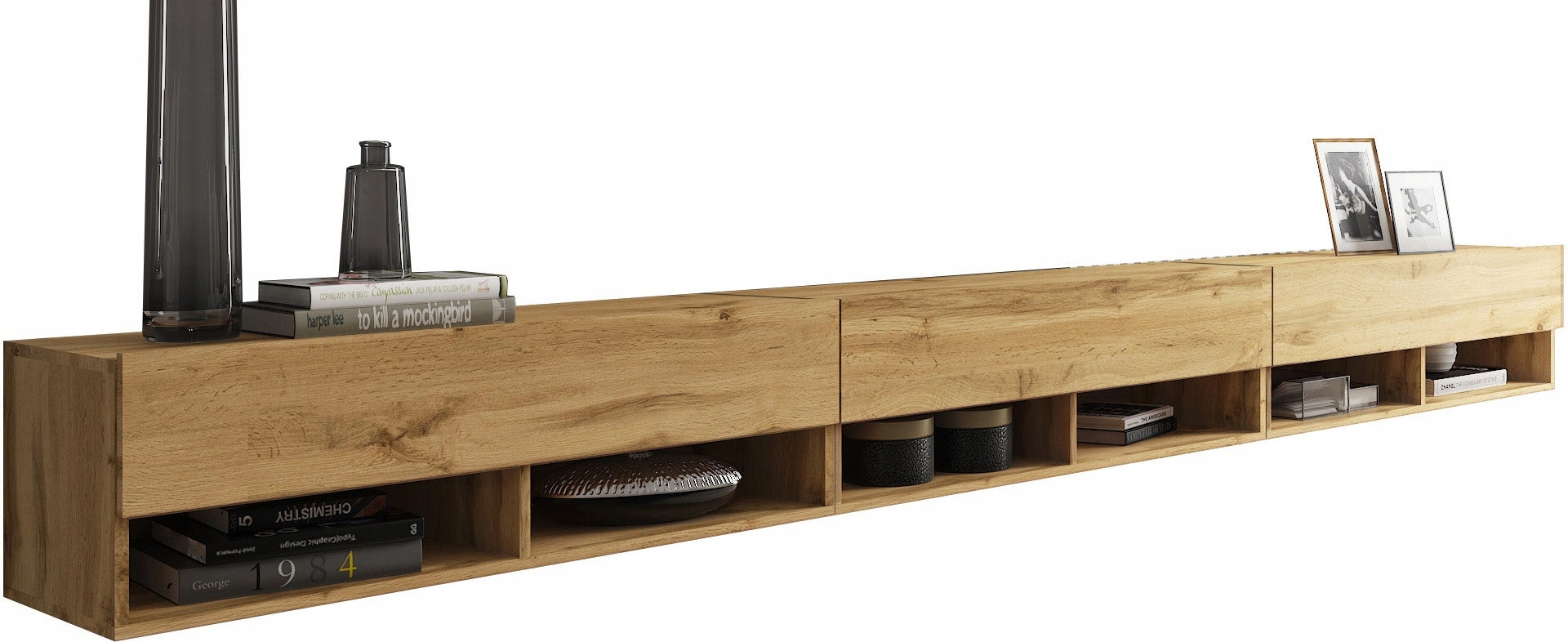 Meuble TV Lowboard A300 Chêne Wotan, Nombre de portes : 2, 300x30x31 cm ...