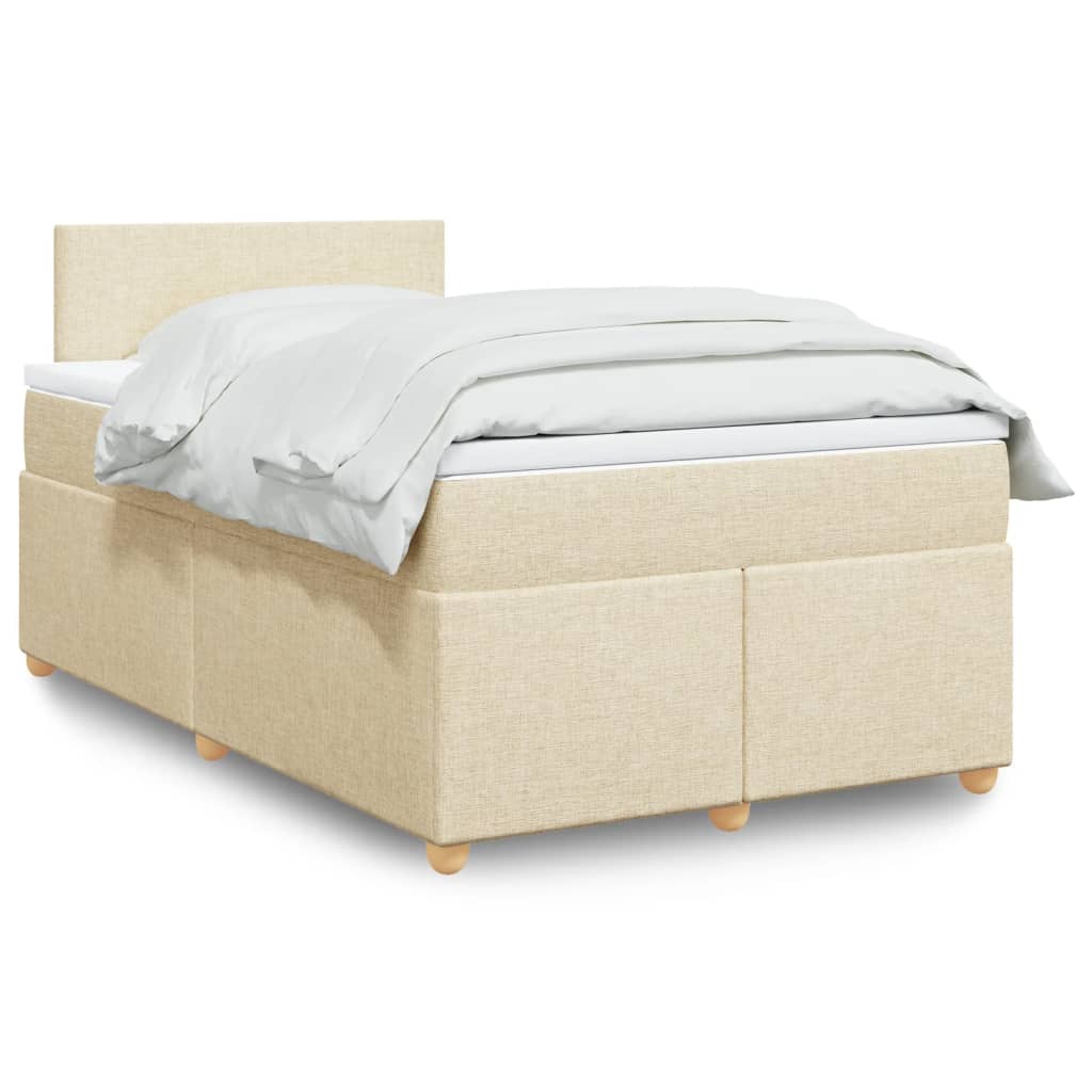 Maison Exclusive - Cama box spring con colchón tela color crema 120x200 ...