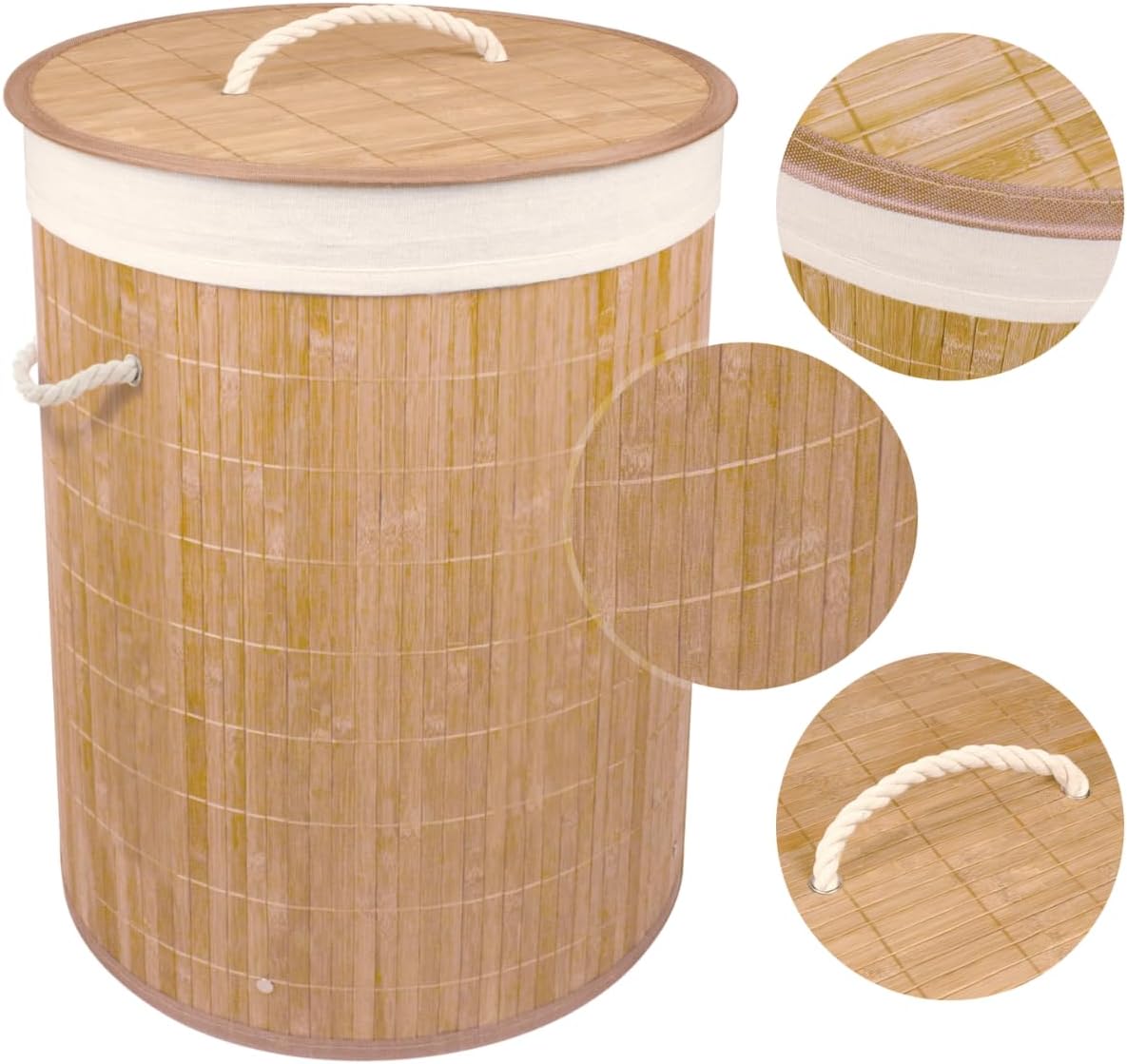 CESTO PARA ROPA BAMBU FORRADO CON TELA PONGO TODO BAMBU | Leroy Merlin