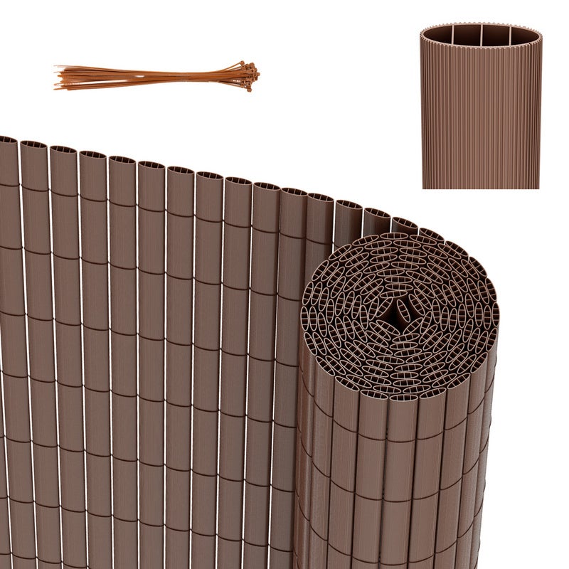 Caña PVC doble cara, 90% blackout, Marrón, H.80 cm x L.900 cm | Leroy ...