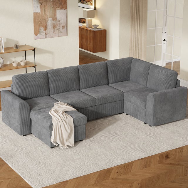 Sofa chaise longue con arcon: almacenamiento práctico