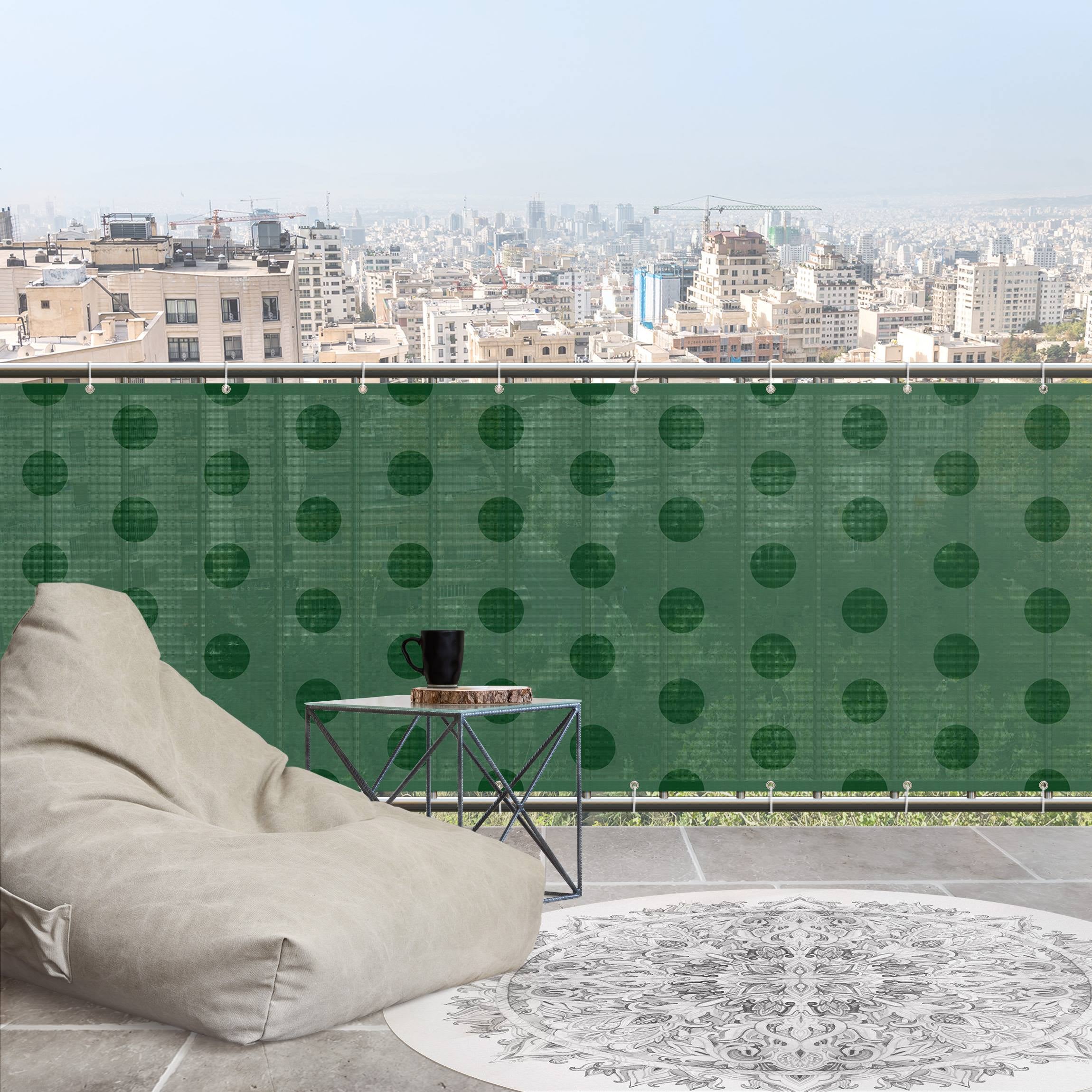 Telo frangivista per balcone - Puntini in verde bosco 550 x 90 cm ...