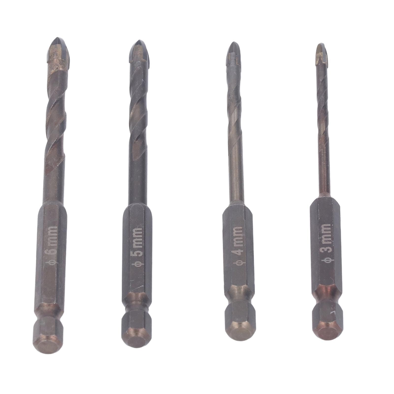 Juego de 4 brocas para mampostería de 3 mm, 4 mm, 5 mm y 6 mm para perforación de azulejos ...