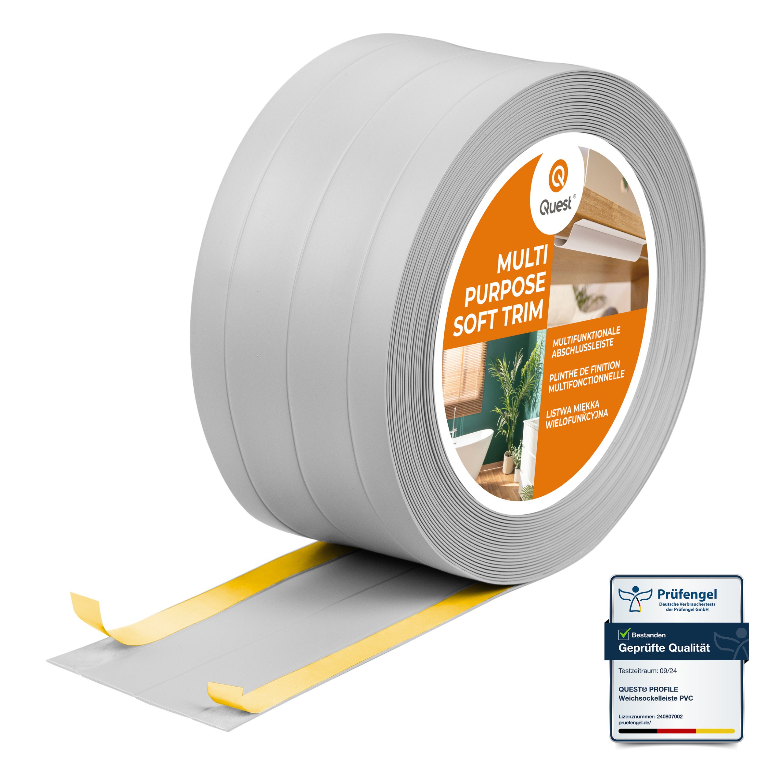 QUEST Plinthe de finition W3 en PVC 4-en-1 120mm, 25m, baguette ...