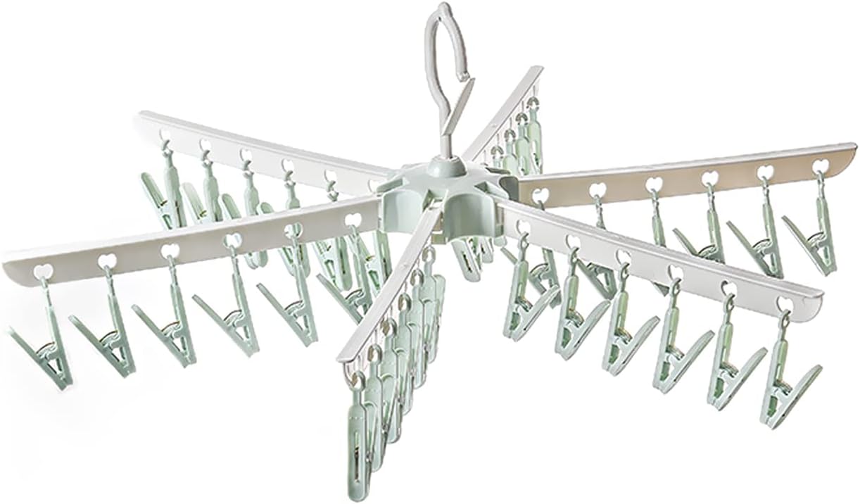 365° Rotary Clothes Rack with 36 Clips, 1 Piece Multi-Directional Sock ...