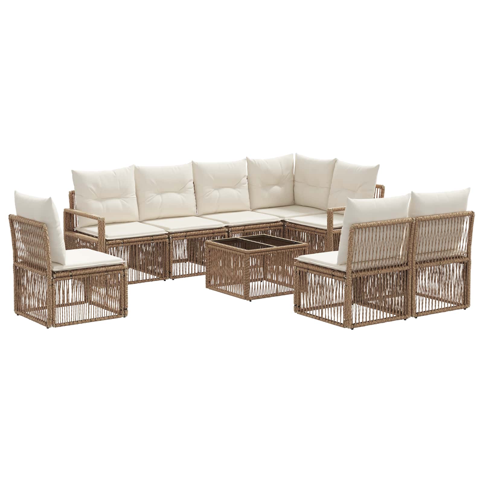 Set Divano da Giardino 9 pcs Beige polyrattan | Leroy Merlin